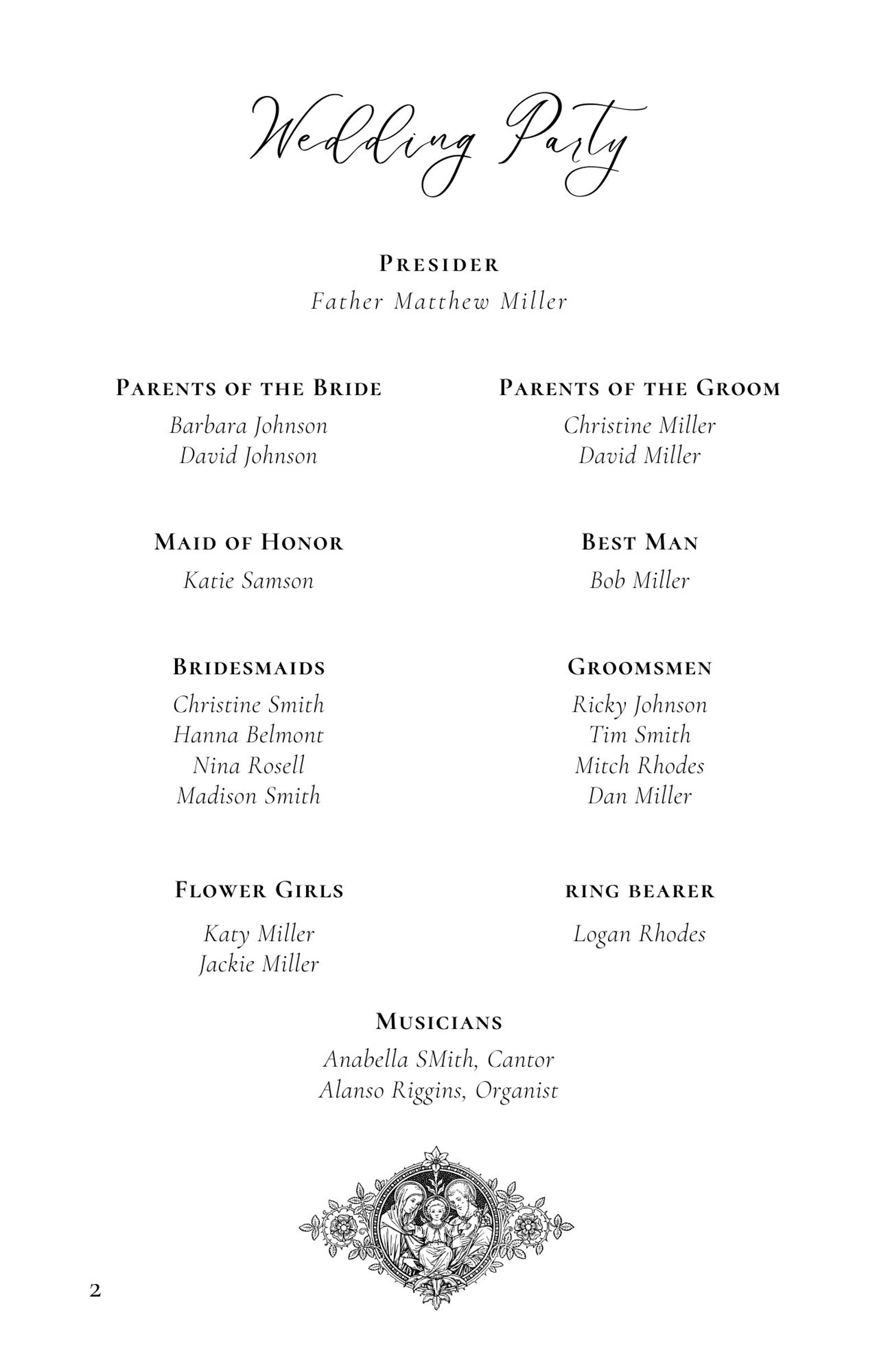 Catholic Wedding Mass Ceremony Booklet 5.5x8.5inch Canva Template - Etsy