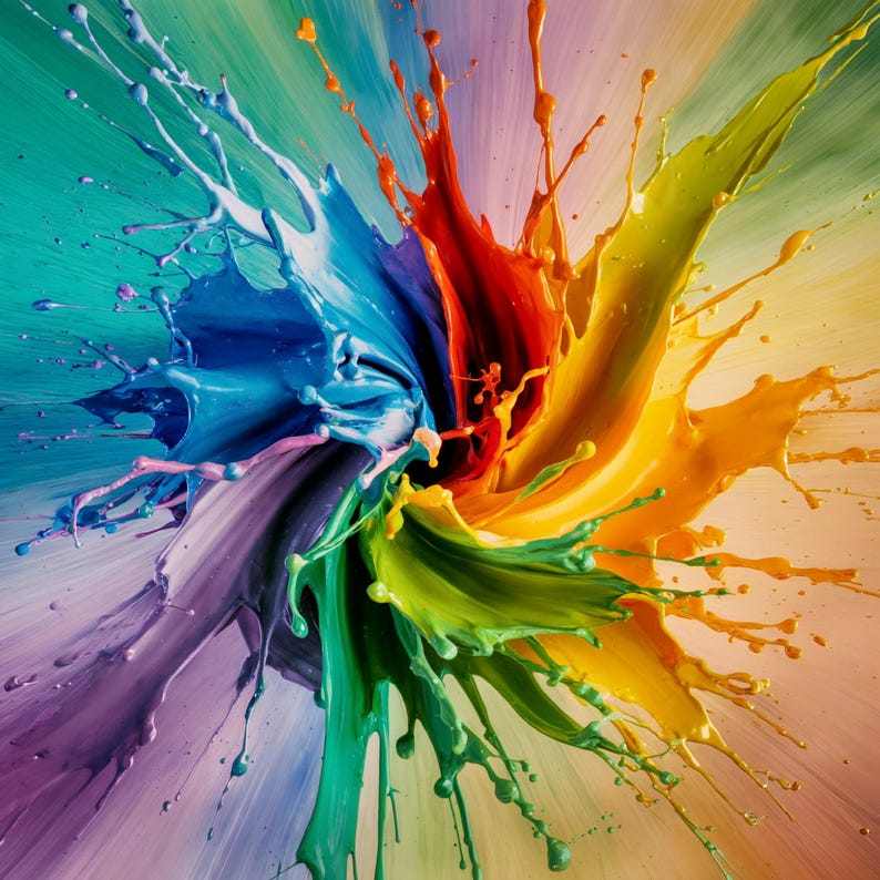 Digital Print Spiral Splash of Colour Art - Etsy