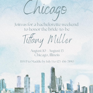 Chicago Bachelorette Invitation and Itinerary - Etsy