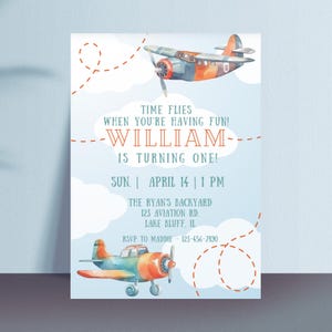 Time Flies Airplane Birthday Invitation - Etsy