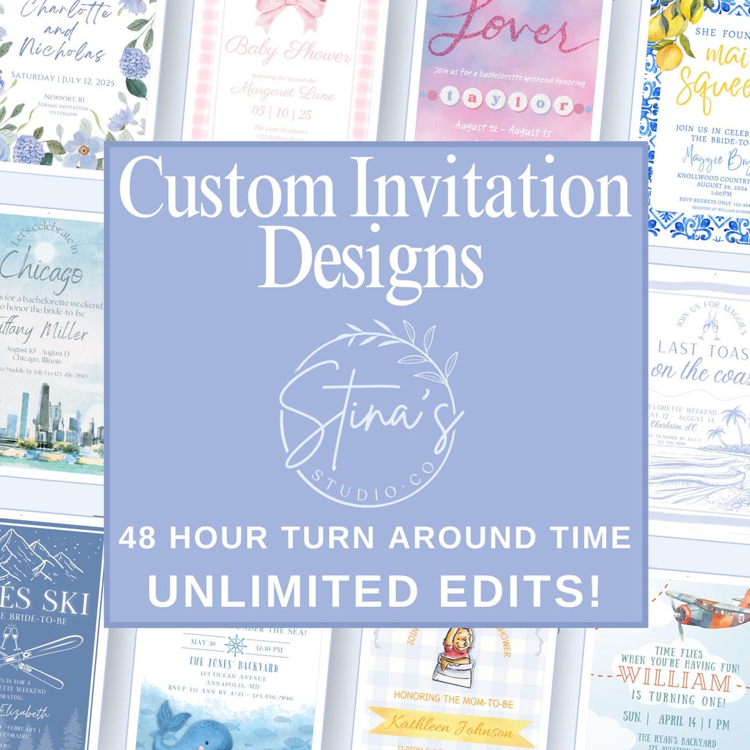 Custom Invitation Design Digital - Unlimited Edits - Etsy