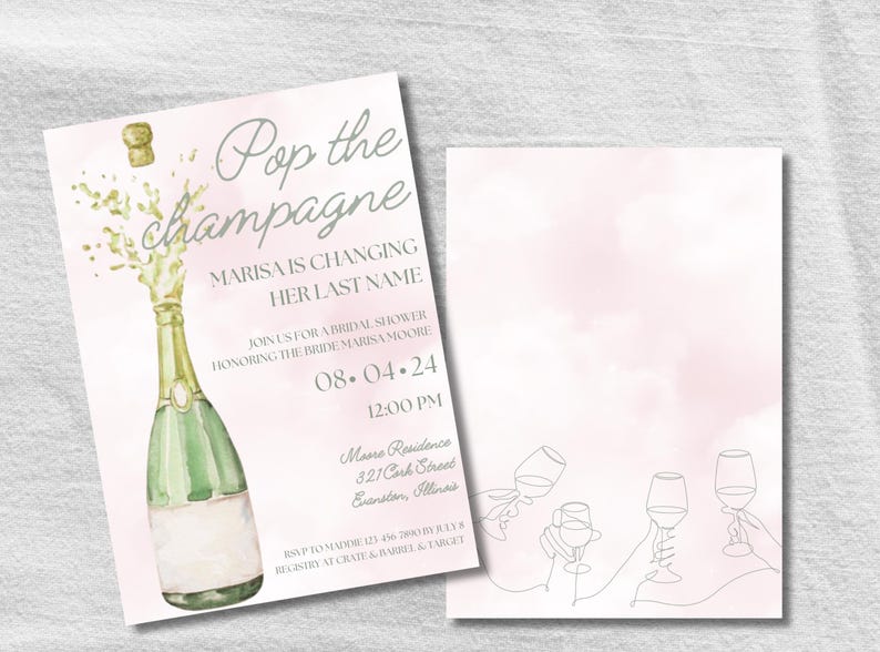 Pop the Champagne She's Changing Her Name Bridal Shower Invitation - Etsy
