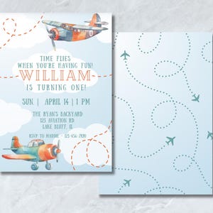 Time Flies Airplane Birthday Invitation - Etsy