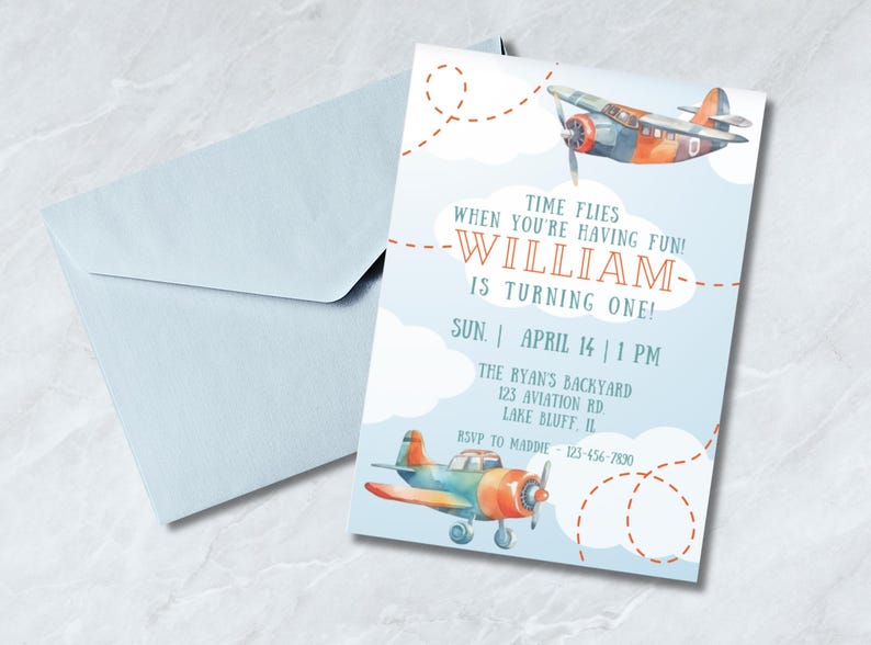 Time Flies Airplane Birthday Invitation - Etsy