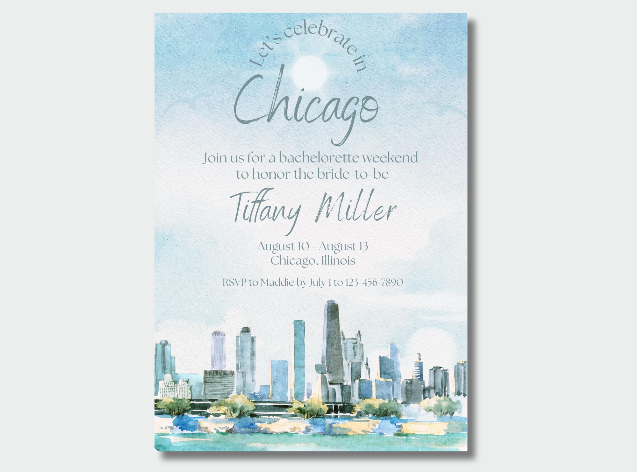 Chicago Bachelorette Invitation and Itinerary - Etsy