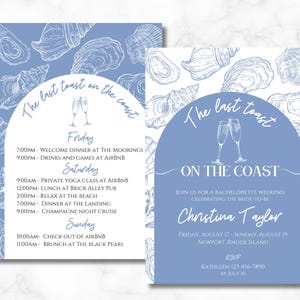 Last Toast on the Coast Bachelorette Invitation and Itinerary - Etsy