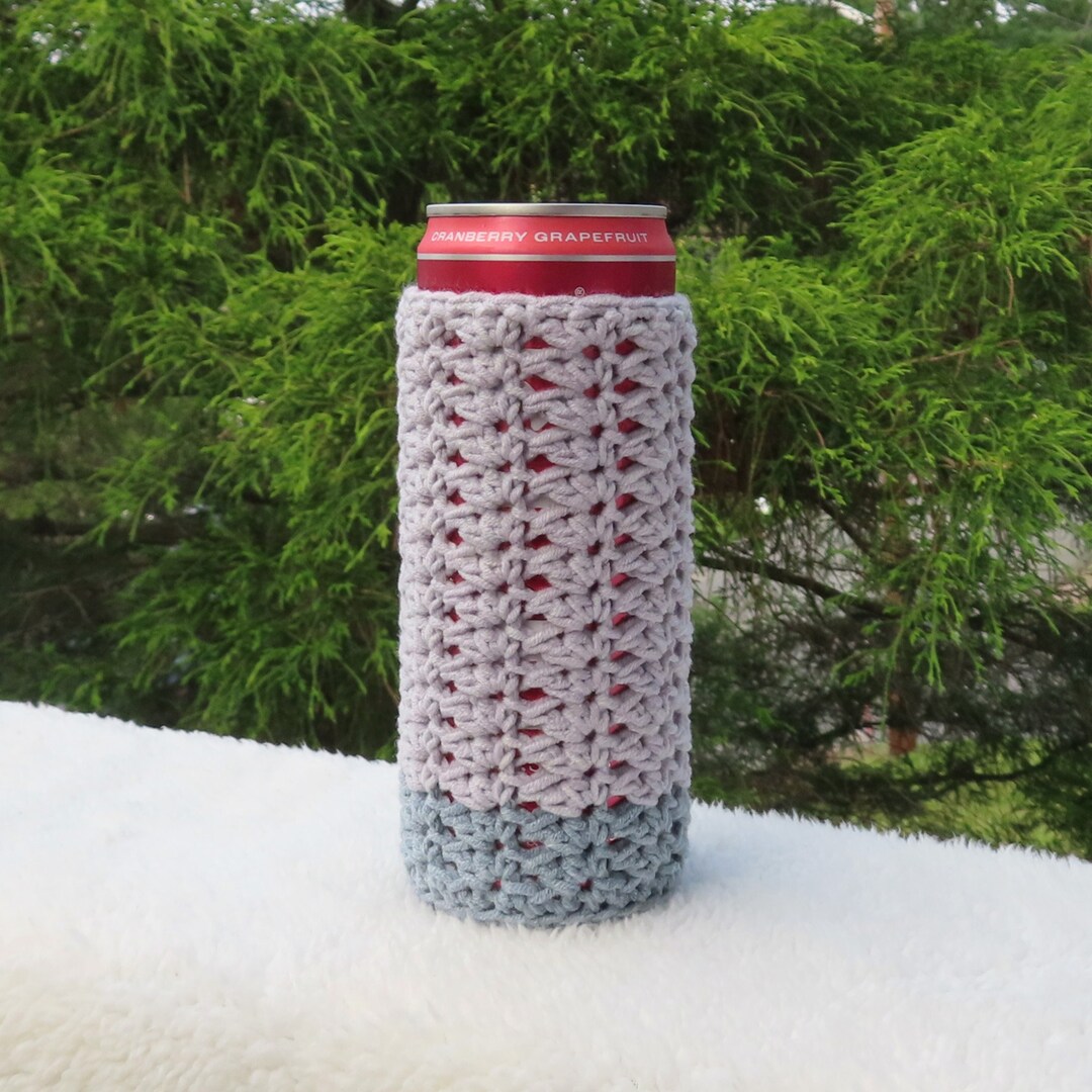 Gray Skinny Can Cozy, Crochet Can Holder, Slim Drink Cozy, Hard Seltzer ...