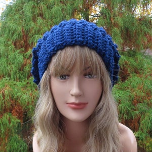 Navy Blue Heather Crochet Hat, Womens Slouchy Beanie, Slouchy Hat ...