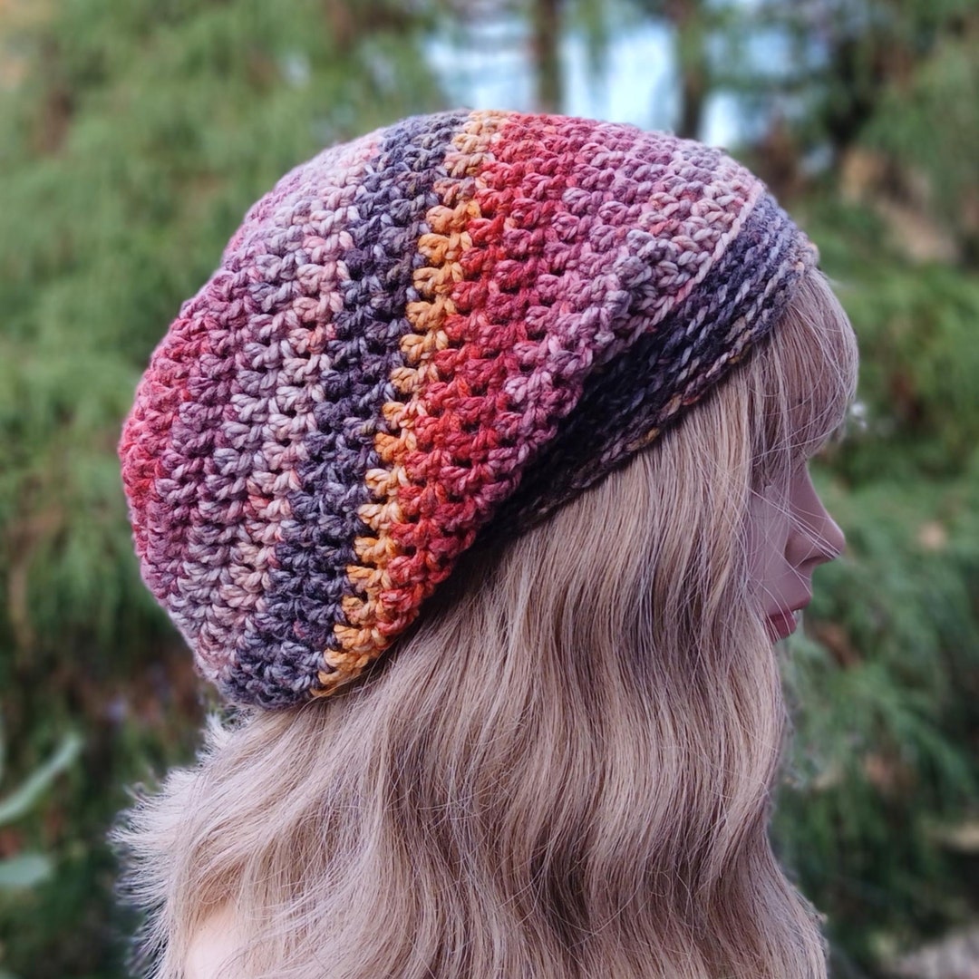 Slouchy Beanie in Embers, Womens Crochet Hat, Boho Slouchy Hat ...