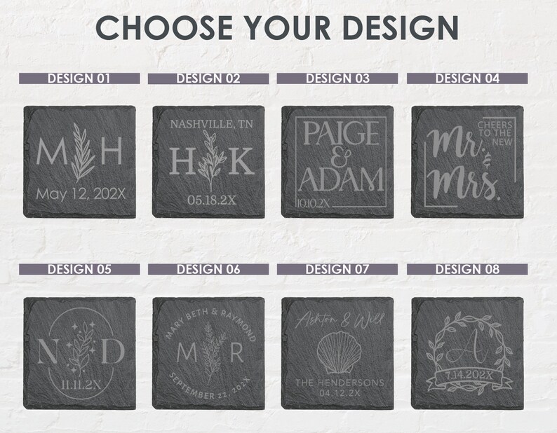Bulk Quantity Wedding Favors - Unique Wedding Mementos - Engraved Slate ...
