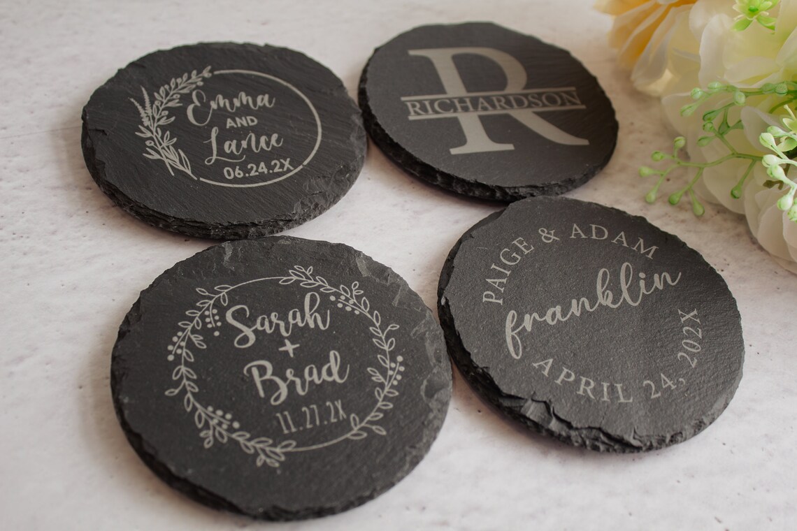 Bulk Quantity Wedding Favors - Unique Wedding Mementos - Engraved Slate ...