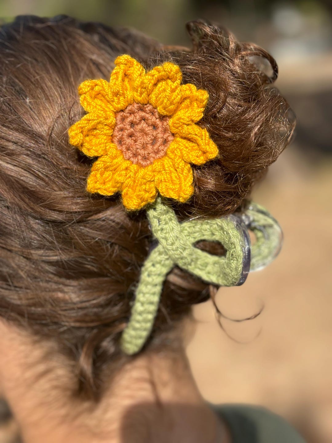 Handmade Crochet Sunflower Hair Clip - Etsy