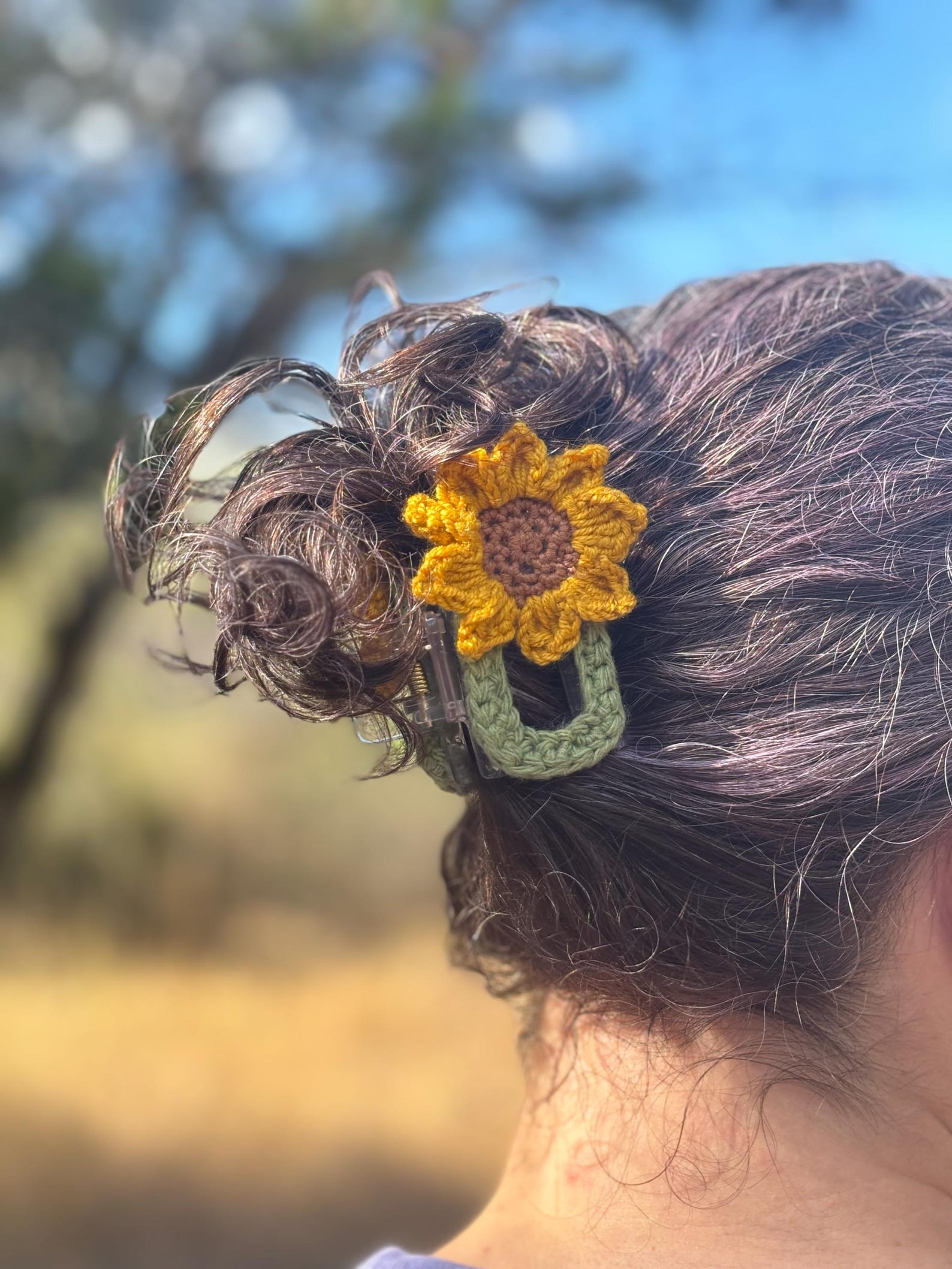 Handmade Crochet Sunflower Hair Clip - Etsy