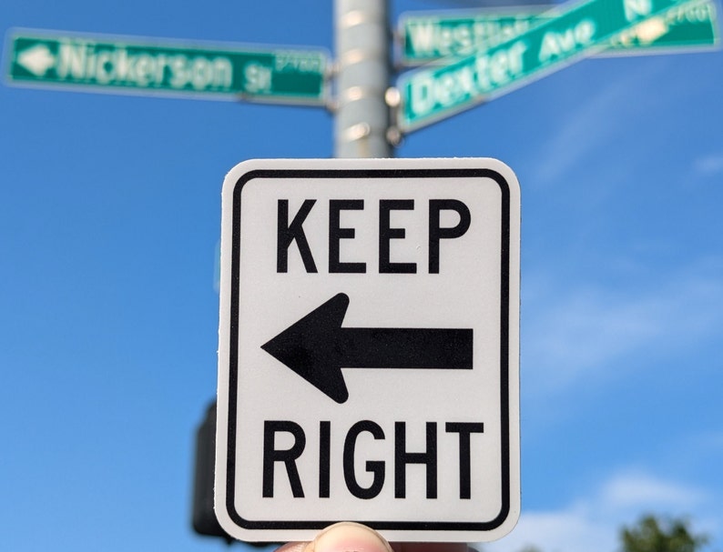 Keep Right, Arrow Left Road Sign Sticker - Etsy