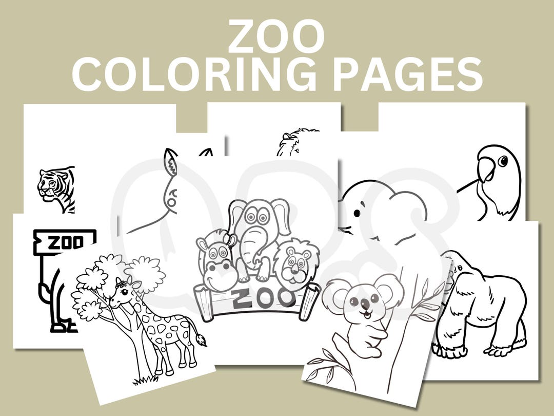 25 Zoo Coloring Pages, Coloring Sheet Bundle, Printable - Etsy