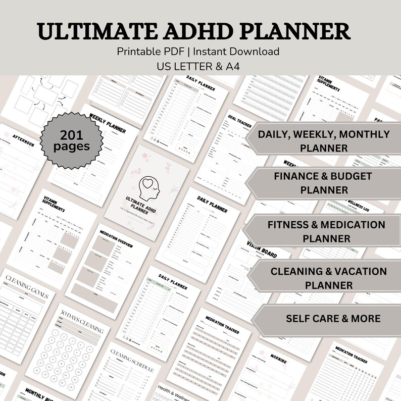 ADHD Workbook, ADHD Planner, ADHD Templates, Adhd Printables, Adhd ...