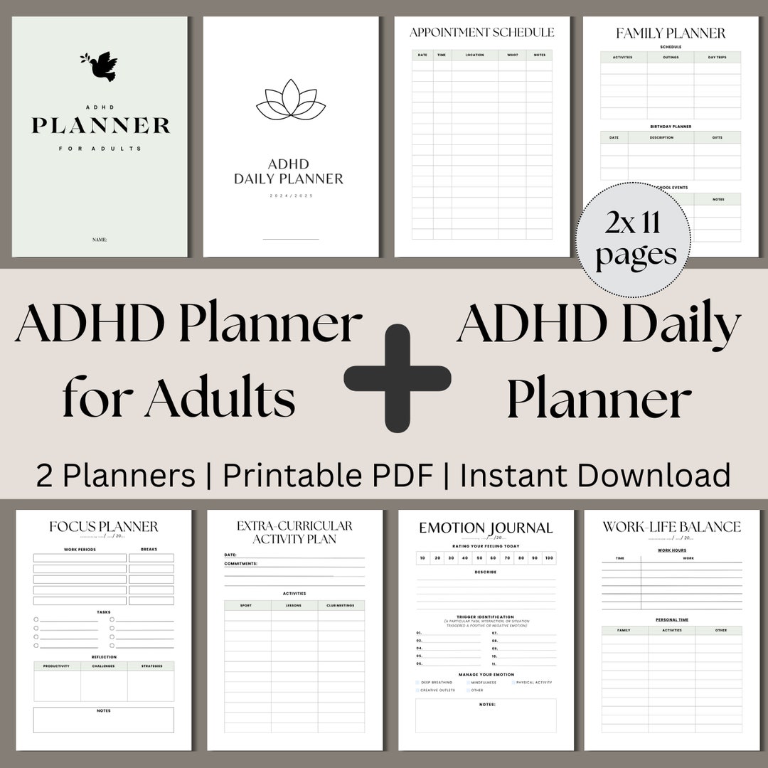 ADHD Workbook, ADHD Planner, ADHD Templates, Adhd Printables, Adhd ...