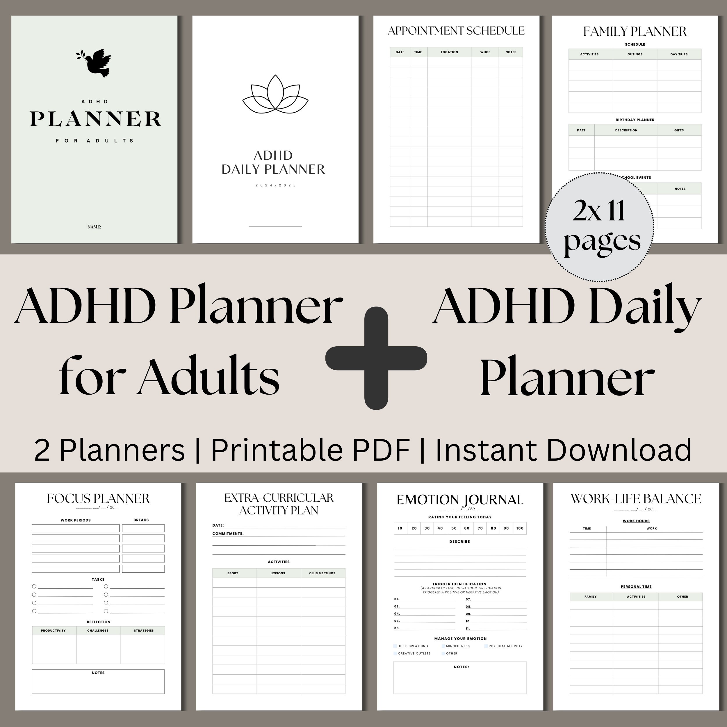 ADHD Workbook, ADHD Planner, ADHD Templates, Adhd Printables, Adhd ...