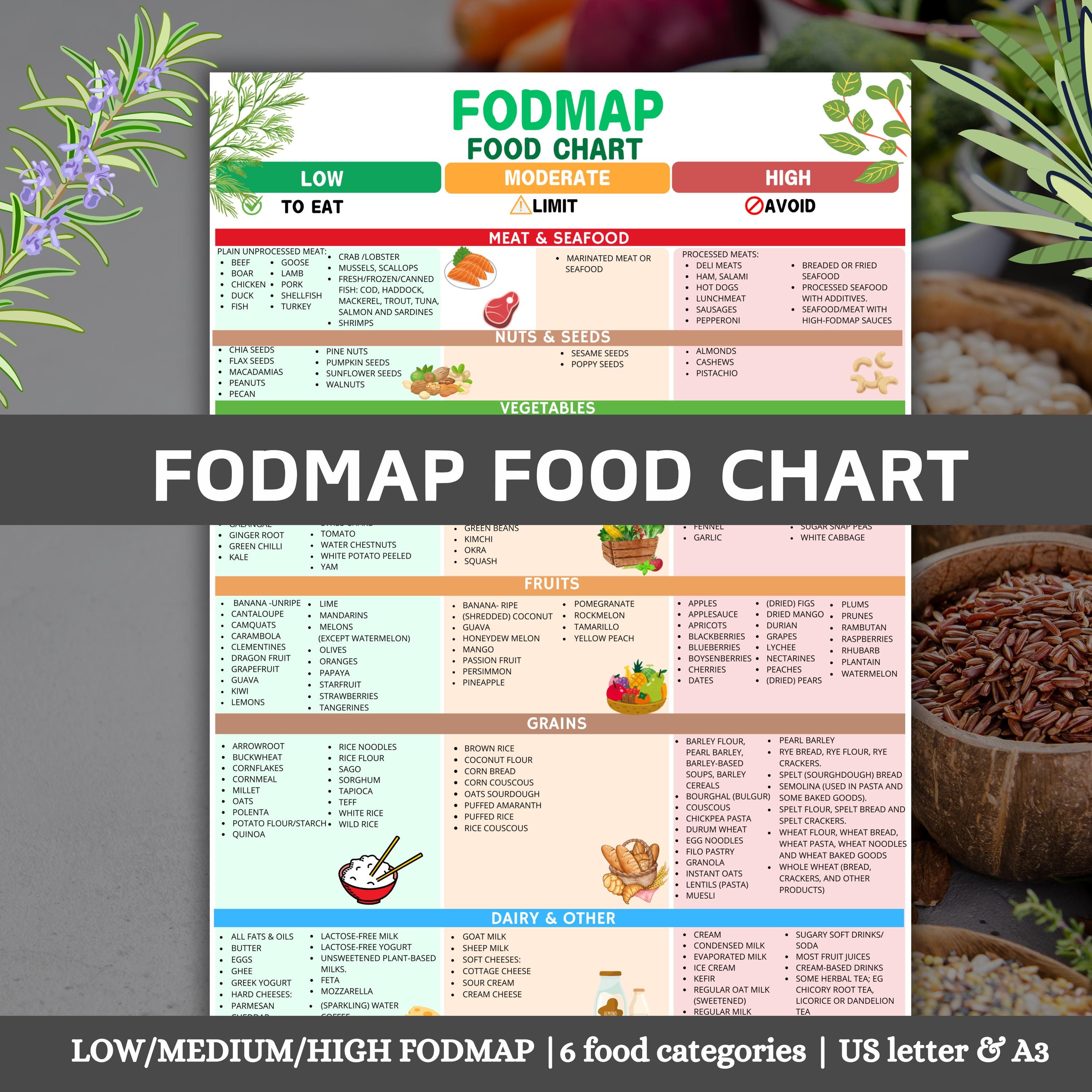 Low Fodmap Food Chart,fodmap Food List,fodmap Poster,fodmap Diet ...