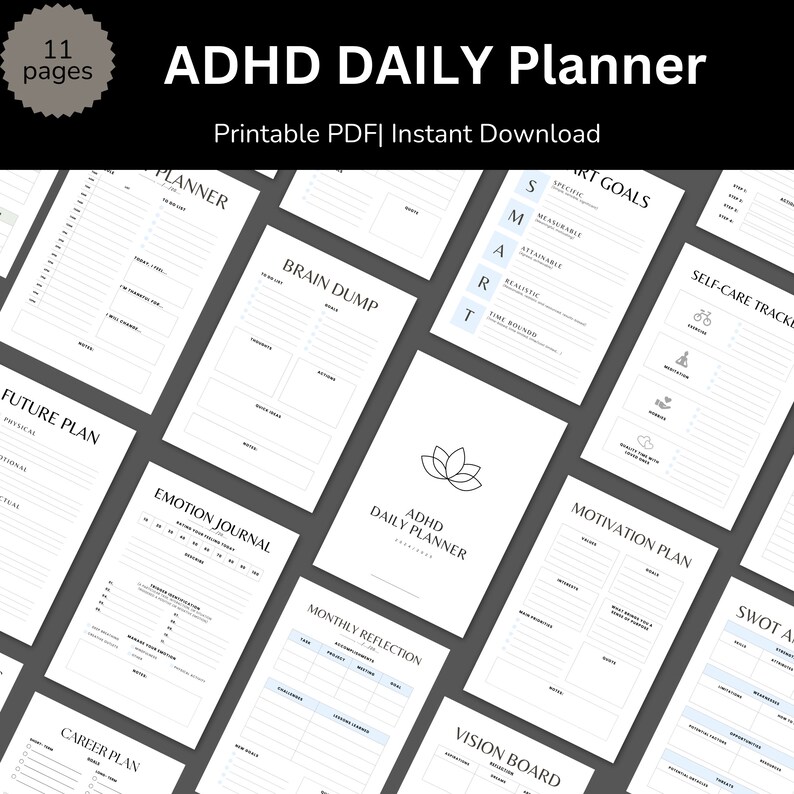 ADHD Workbook, ADHD Planner, ADHD Templates, Adhd Printables, Adhd ...