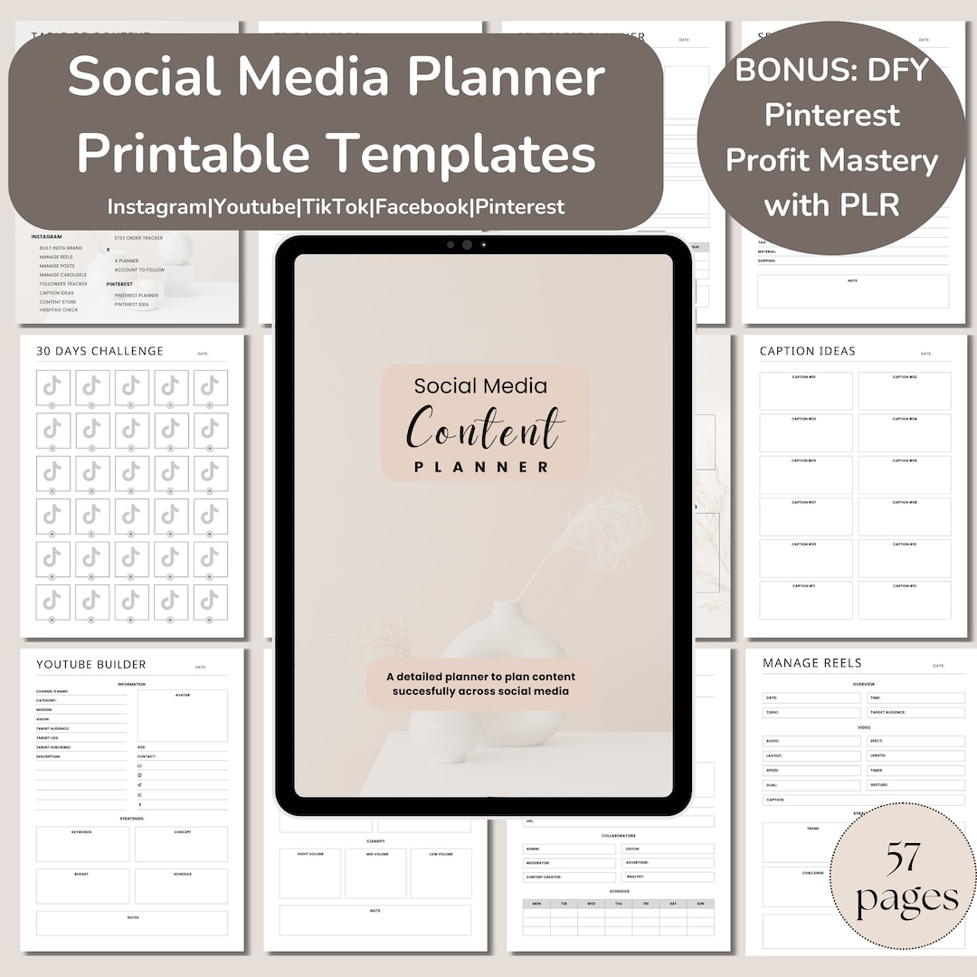 Social Media Planner, Content Planner, Social Media Manager, Instagram ...