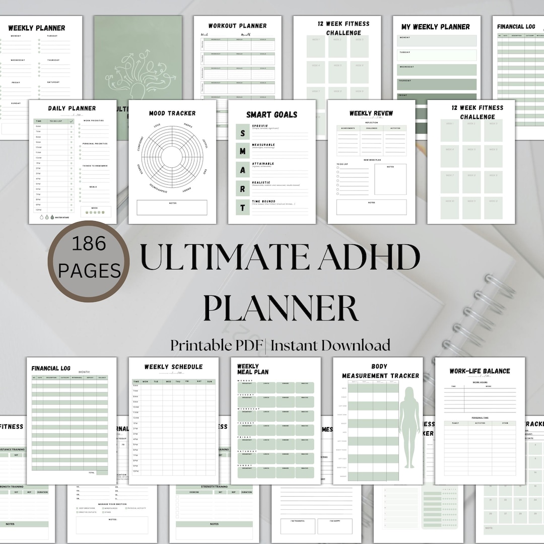 ADHD Workbook, ADHD Planner, ADHD Templates, Adhd Printables, Adhd ...