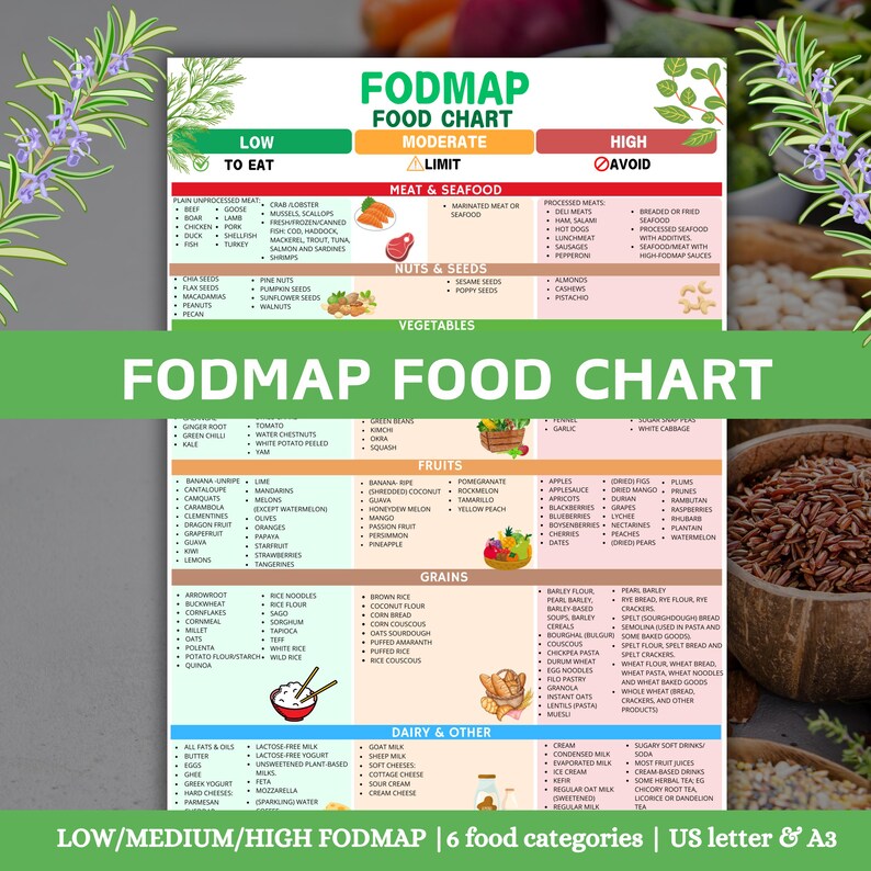 Low Fodmap Food Chart,fodmap Food List,fodmap Poster,fodmap Diet ...