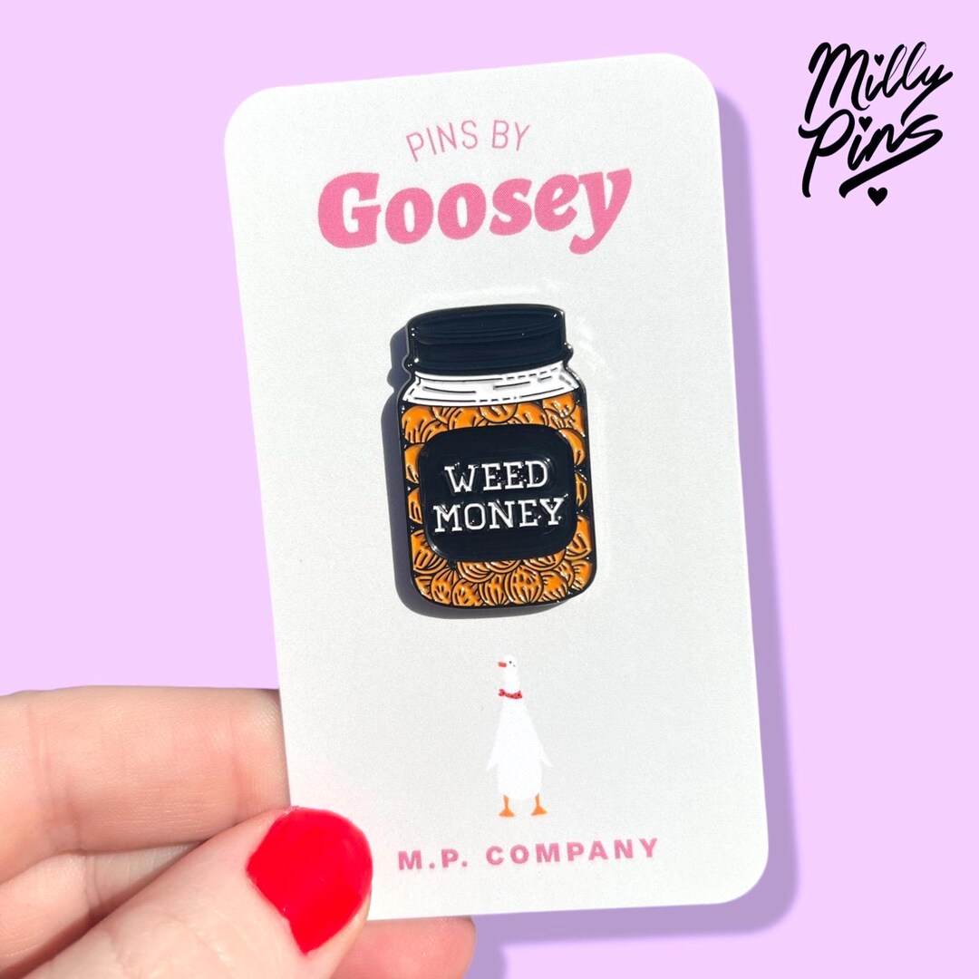 Weed Money Coin Jar Enamel Pin – Funny Cannabis-inspired Pin for Stoner ...