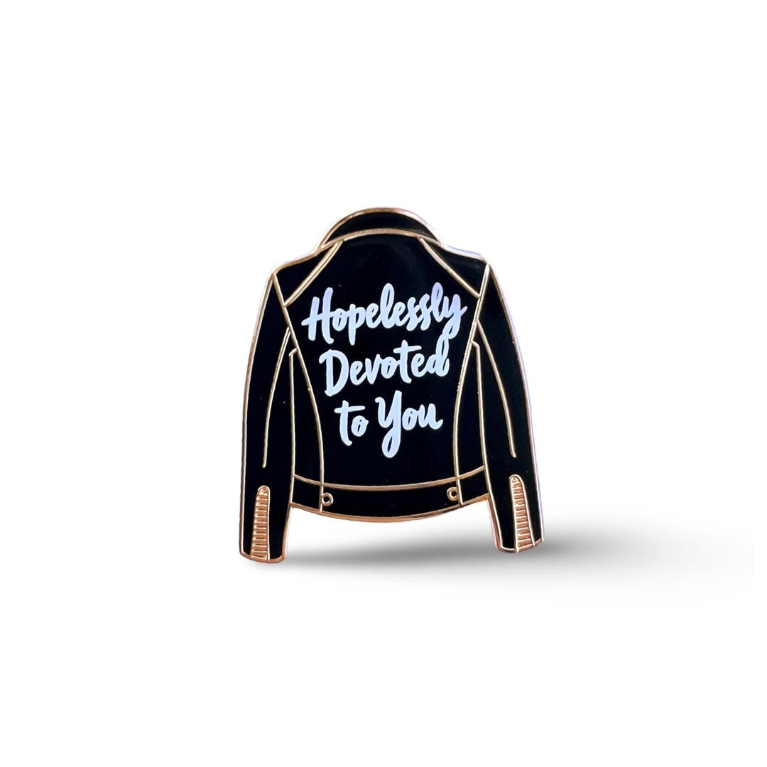 Hopelessly Devoted to You Grease Enamel Pin – Vintage Leather Jacket ...