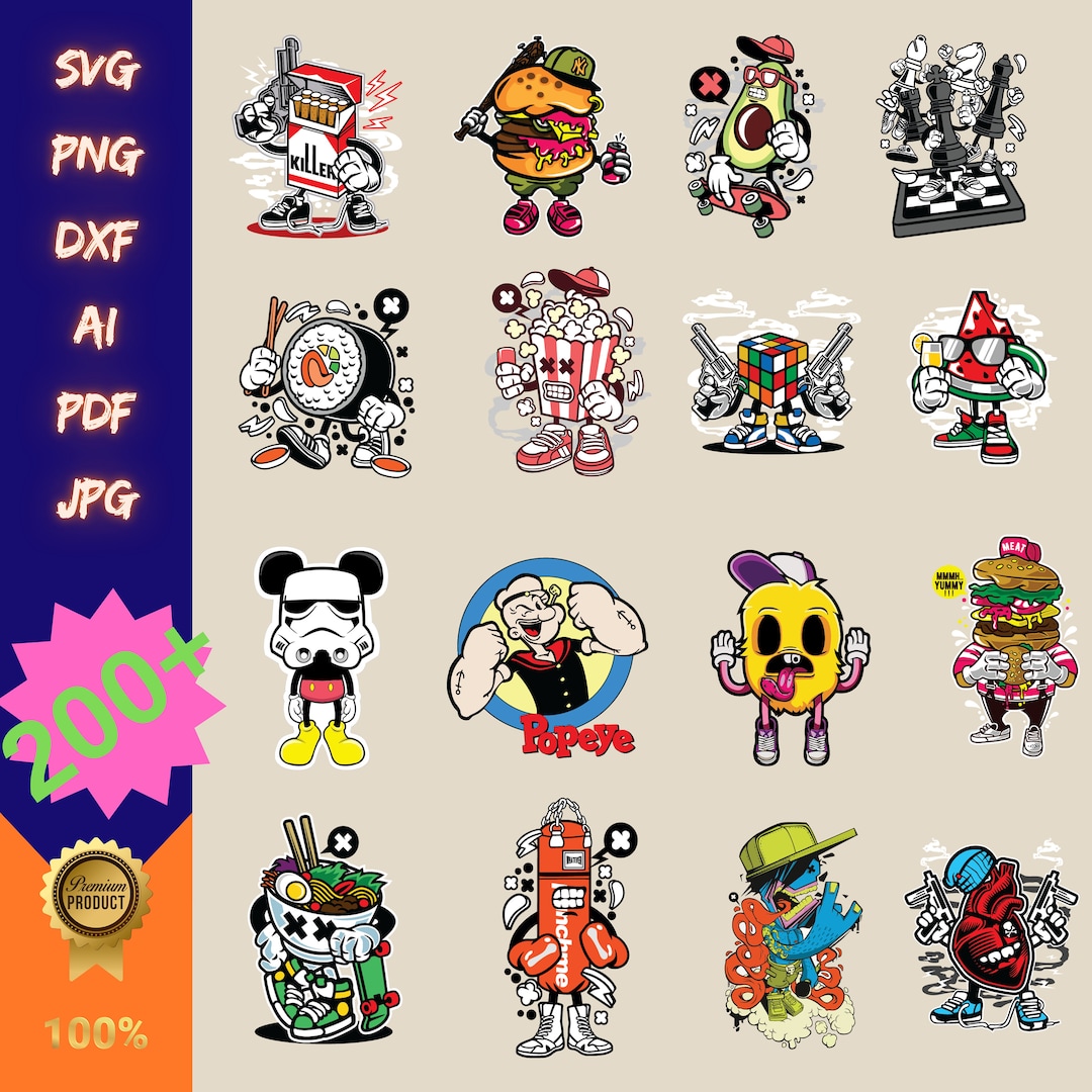 Cartoon SVG Bundle, Cartoon Collections Vector, Cartoon Characters ...