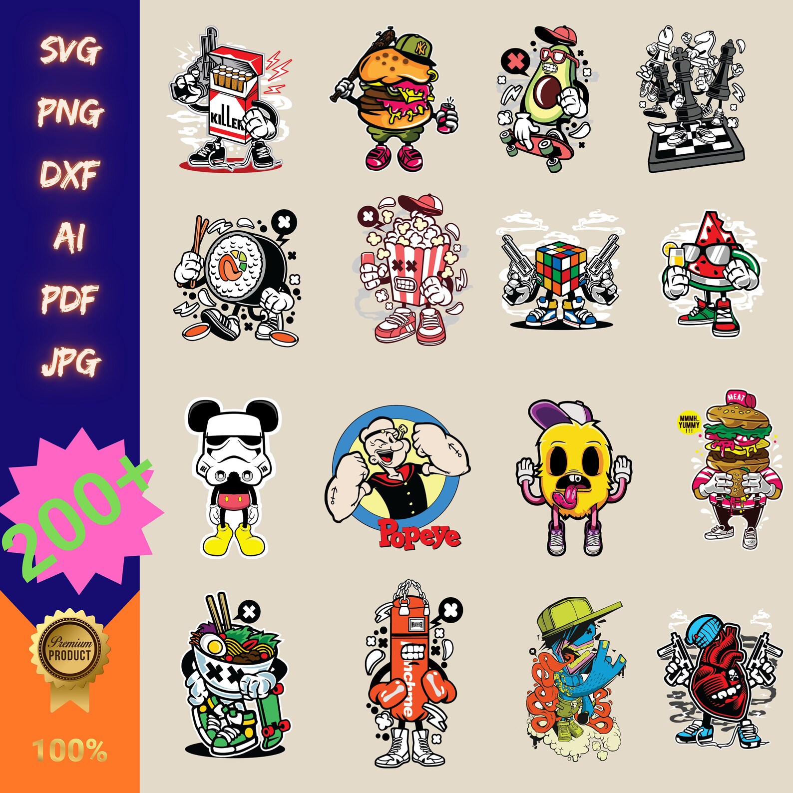 Cartoon SVG Bundle, Cartoon Collections Vector, Cartoon Characters ...