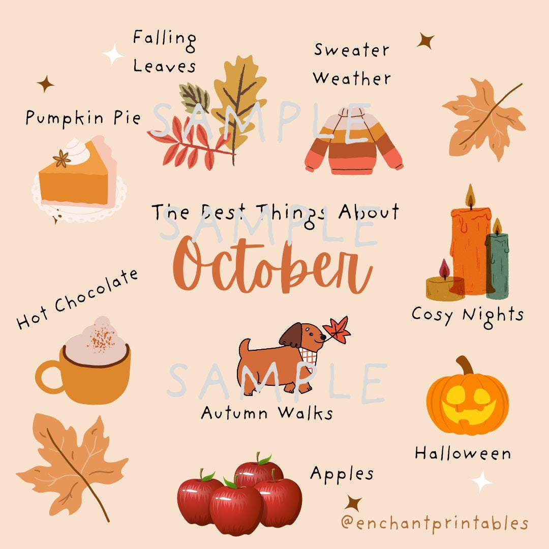 October Infographic Best Things About October - Etsy