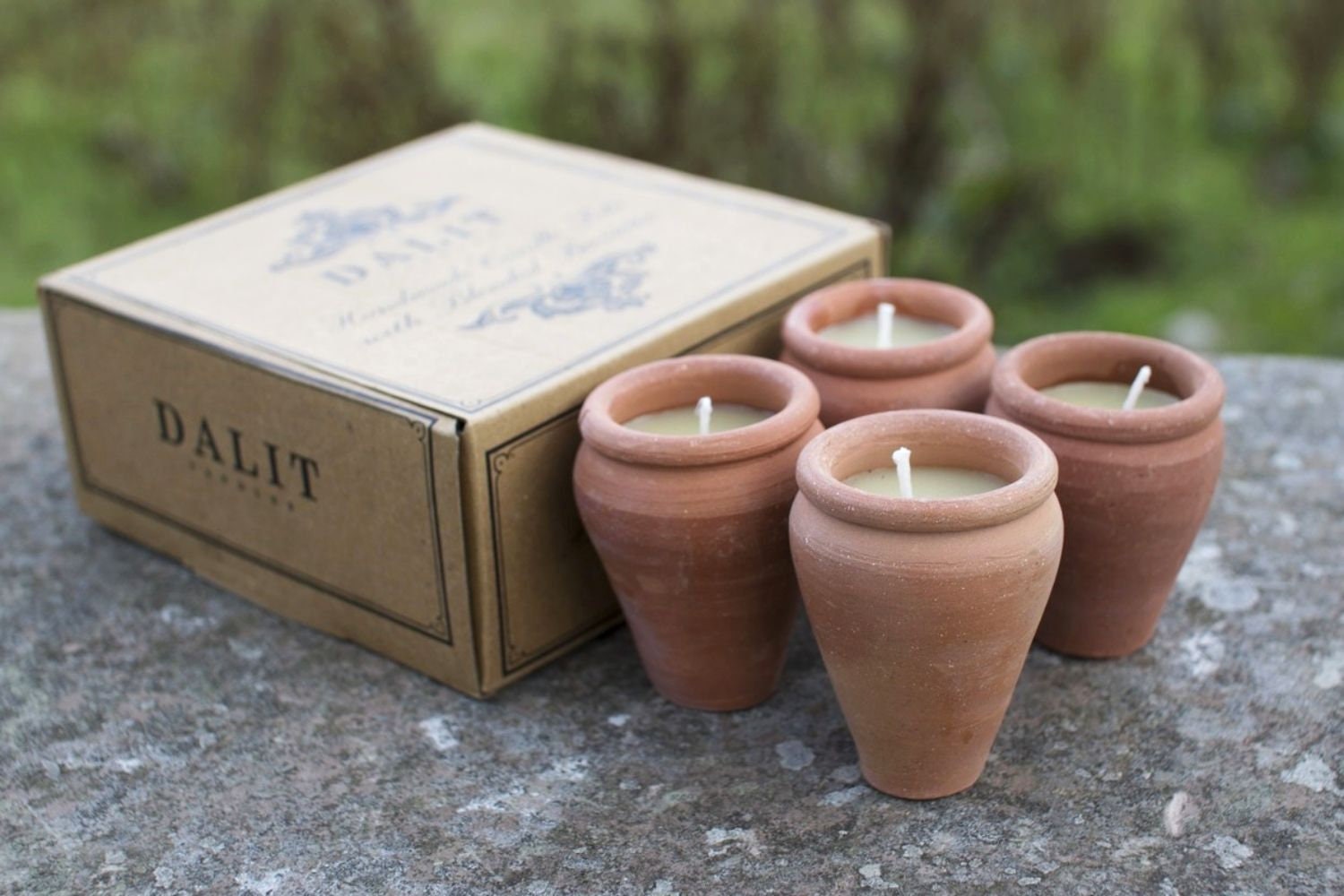 Handmade Terracotta Clay Beeswax Box of 4 Dalit Candles | Original ...