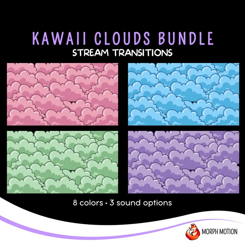 Kawaii Clouds Stinger Transitions, Twitch Cartoon Stinger Bundle ...