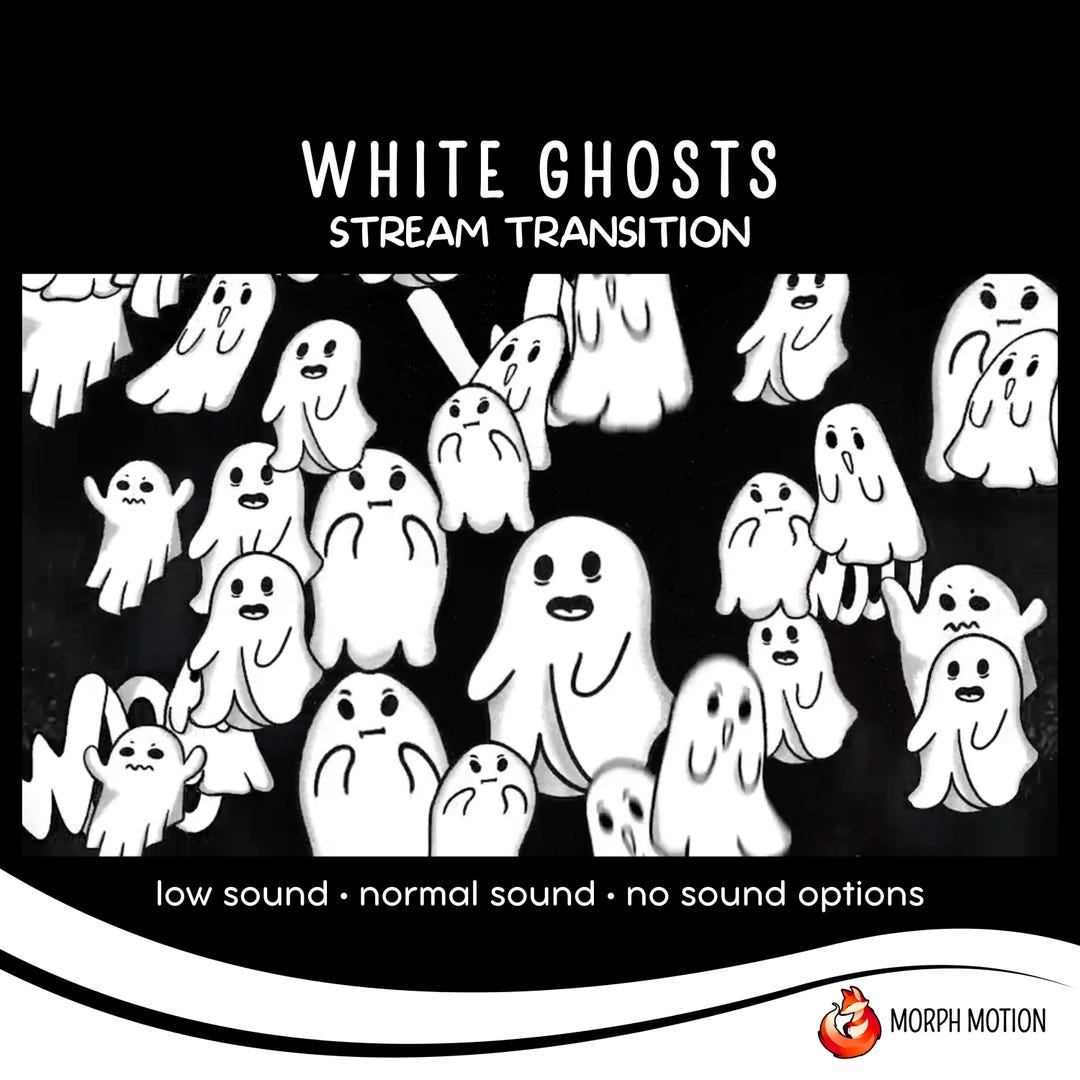 White Ghosts Animated Stream Transition, Spooky Cartoon Stinger - Etsy
