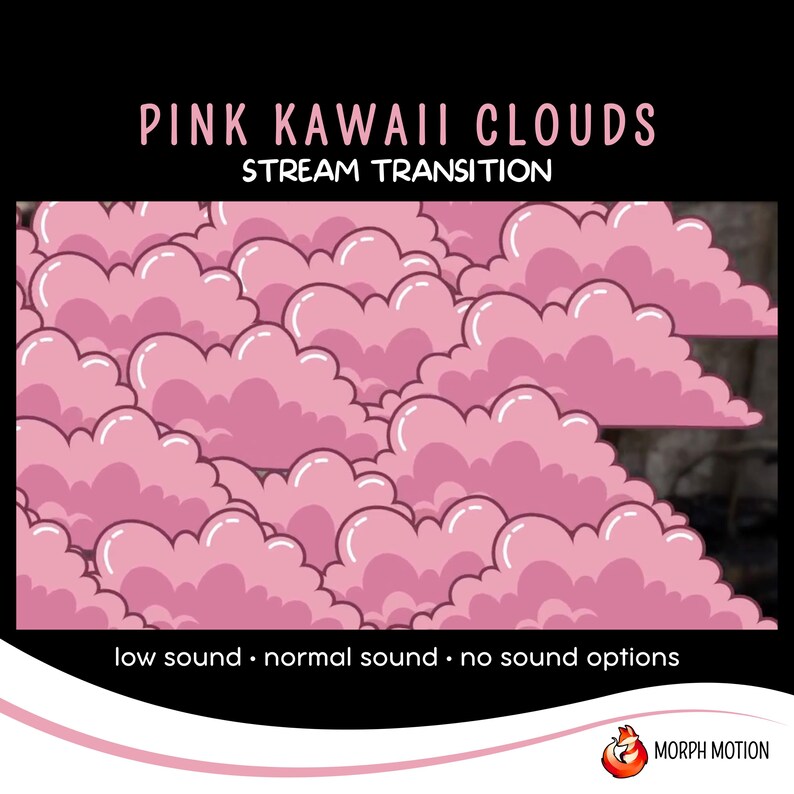 Pink Kawaii Clouds Stinger Transition, Twitch Cartoon Stream Transition ...