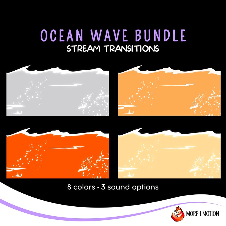Ocean Wave Transition Bundle, Twitch Stinger Sea Waves, Animated Pastel ...