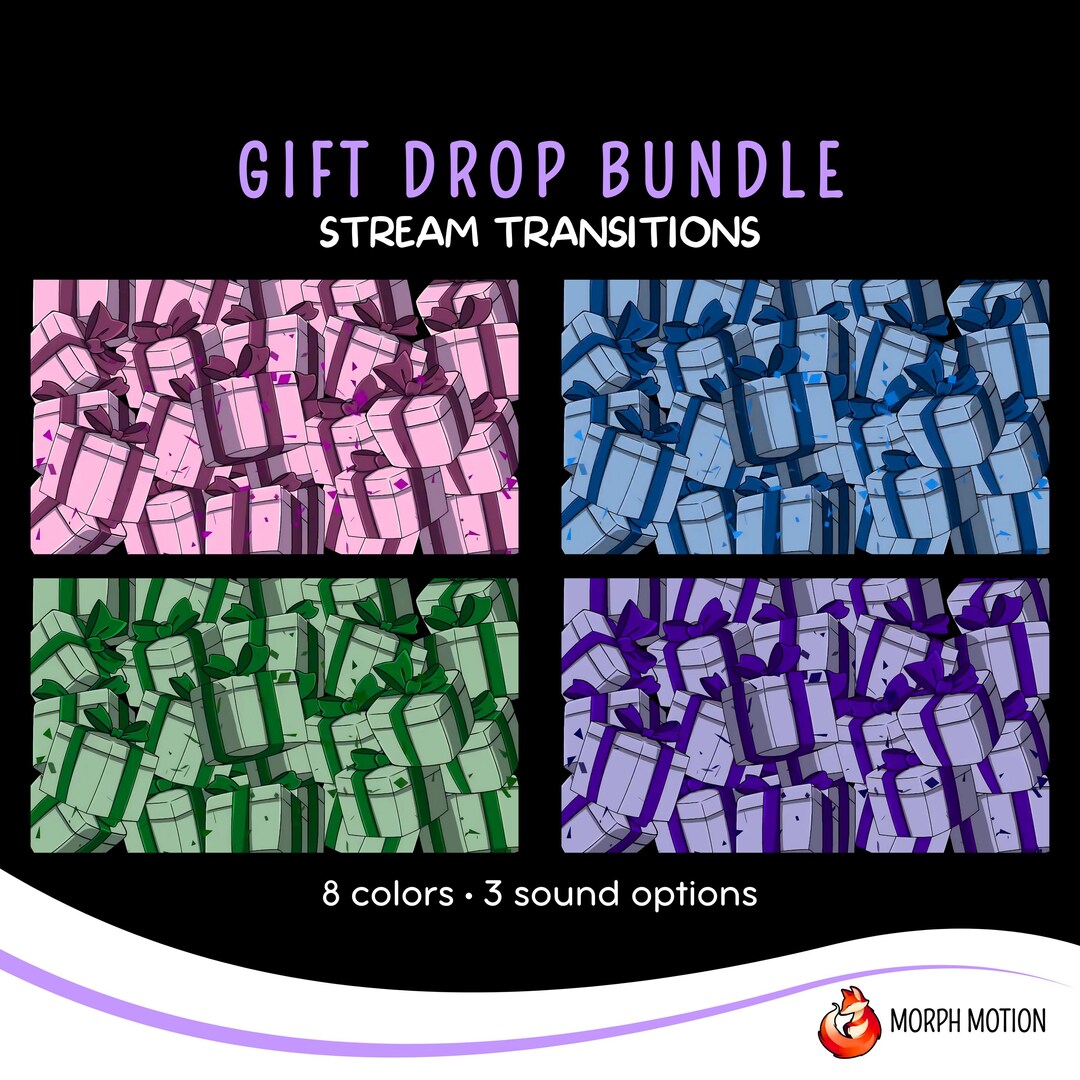 Gift Drop Stream Transitions, Animated Stinger Bundle (webm) - Etsy ...