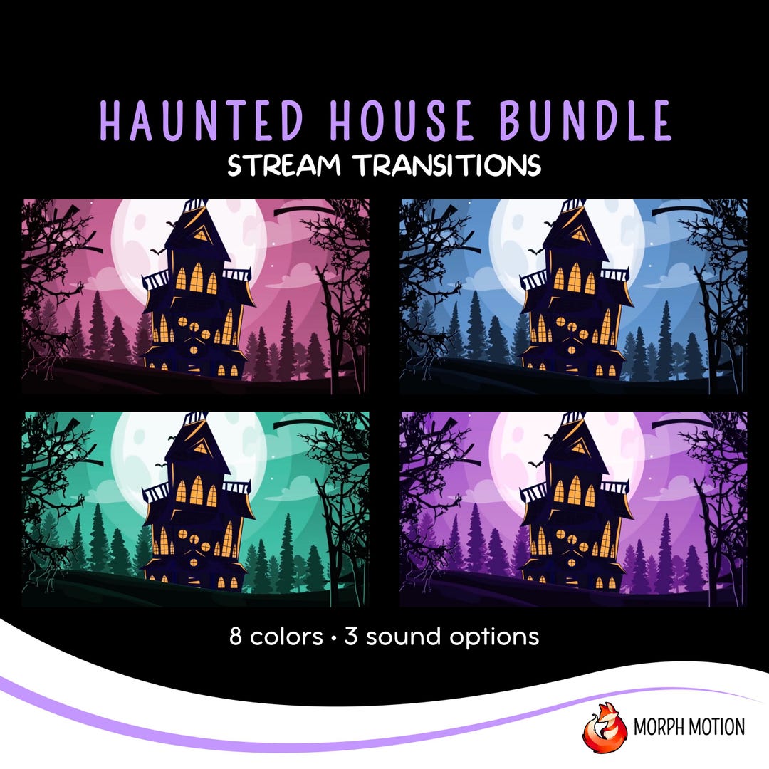 Haunted House Stream Transitions, Spooky Animated Stinger Bundle (webm ...