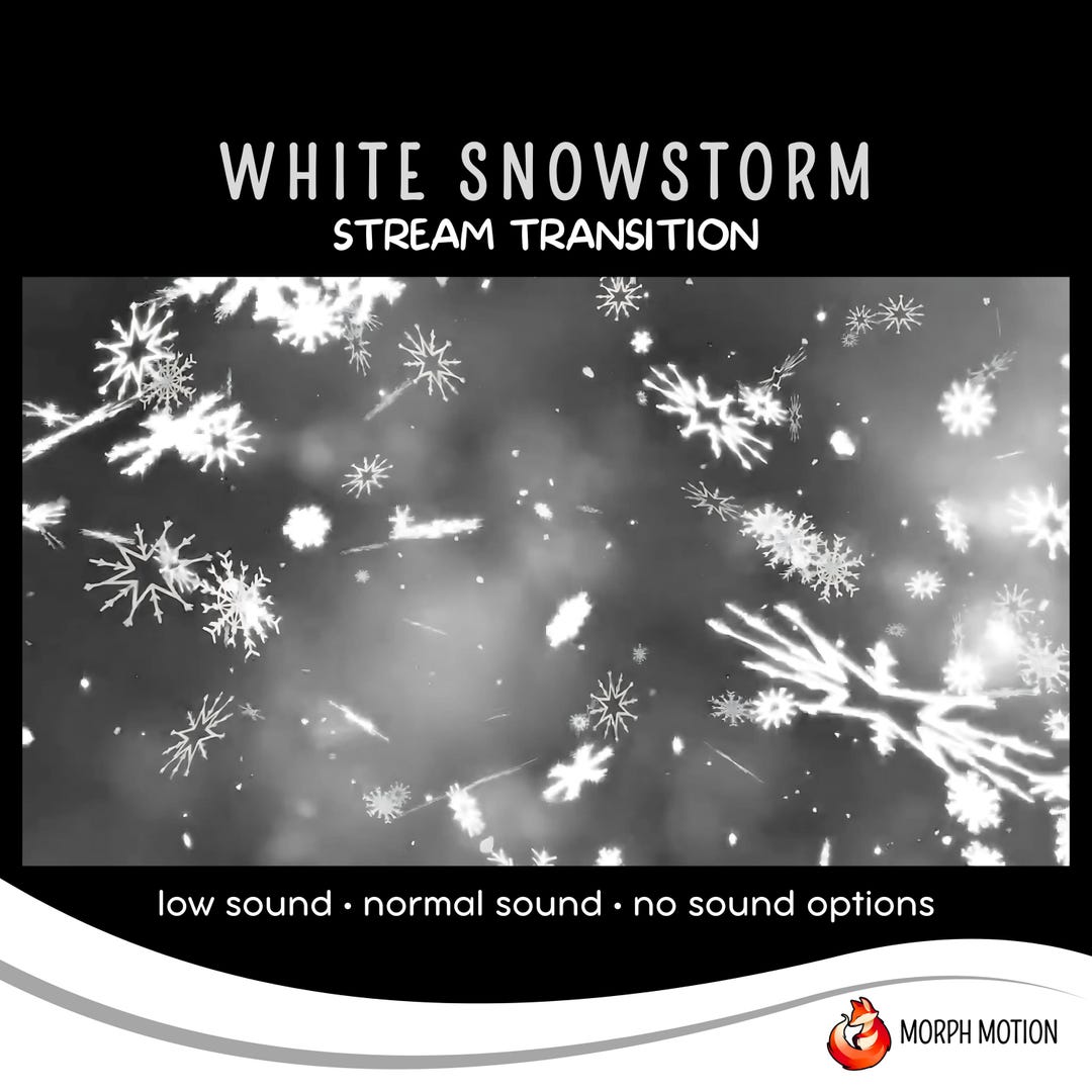 White Snowstorm Animated Transition With Audio, Twitch Stream Stinger ...