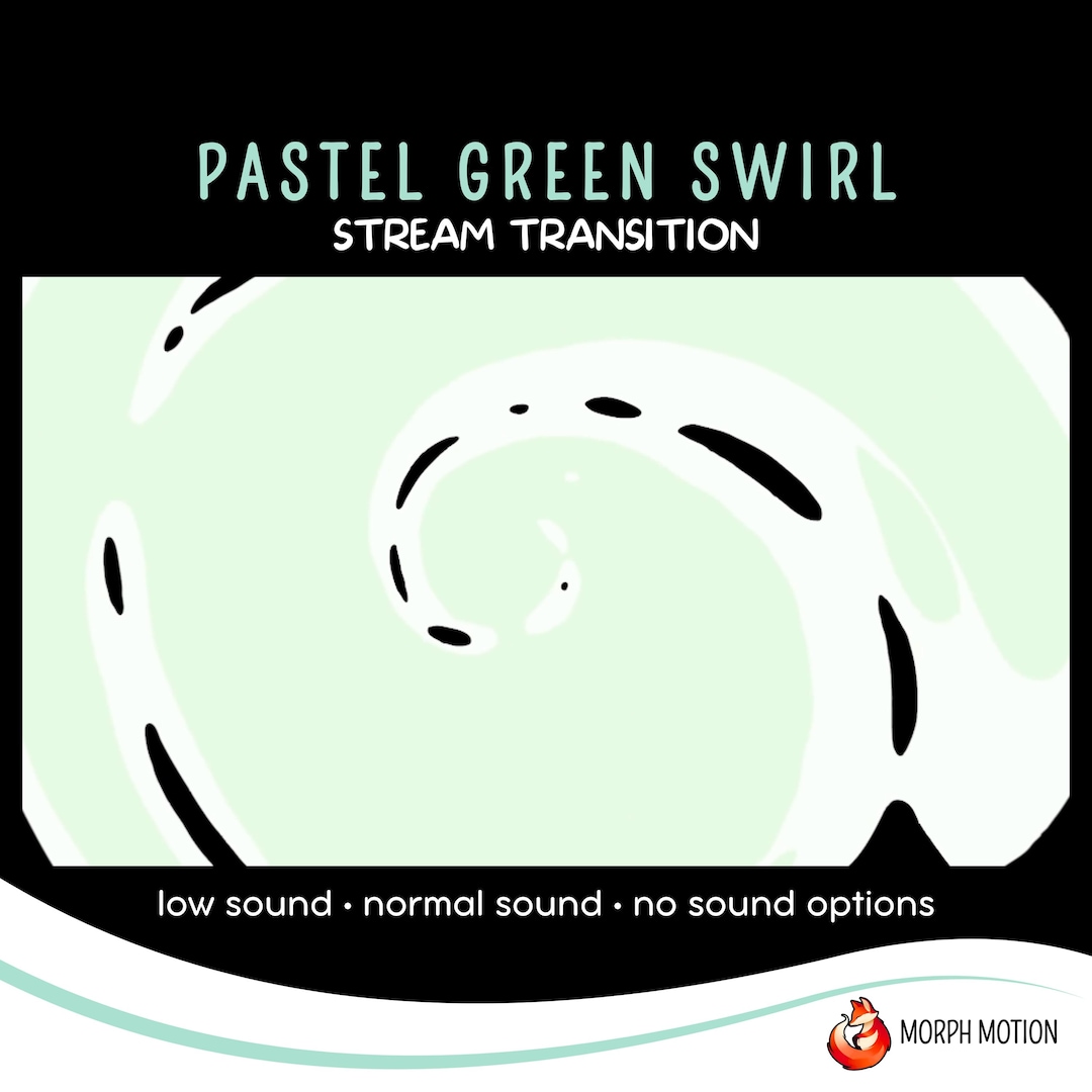 Pastel Green Swirl Stream Transition With Audio, Animated Twitch ...