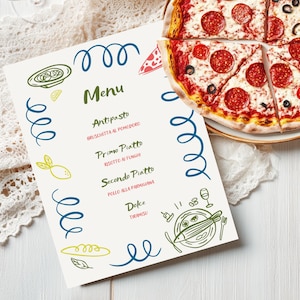 Italian Menu Template | Editable Canva Menu for Pizza & Pasta Party ...