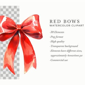 Red Bow Clipart | Striped and Polka Dot Ribbon PNG | Watercolor Girly ...