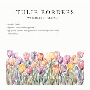 Tulip Flower Clipart | Watercolor Floral Spring Clipart | Tulip PNG ...