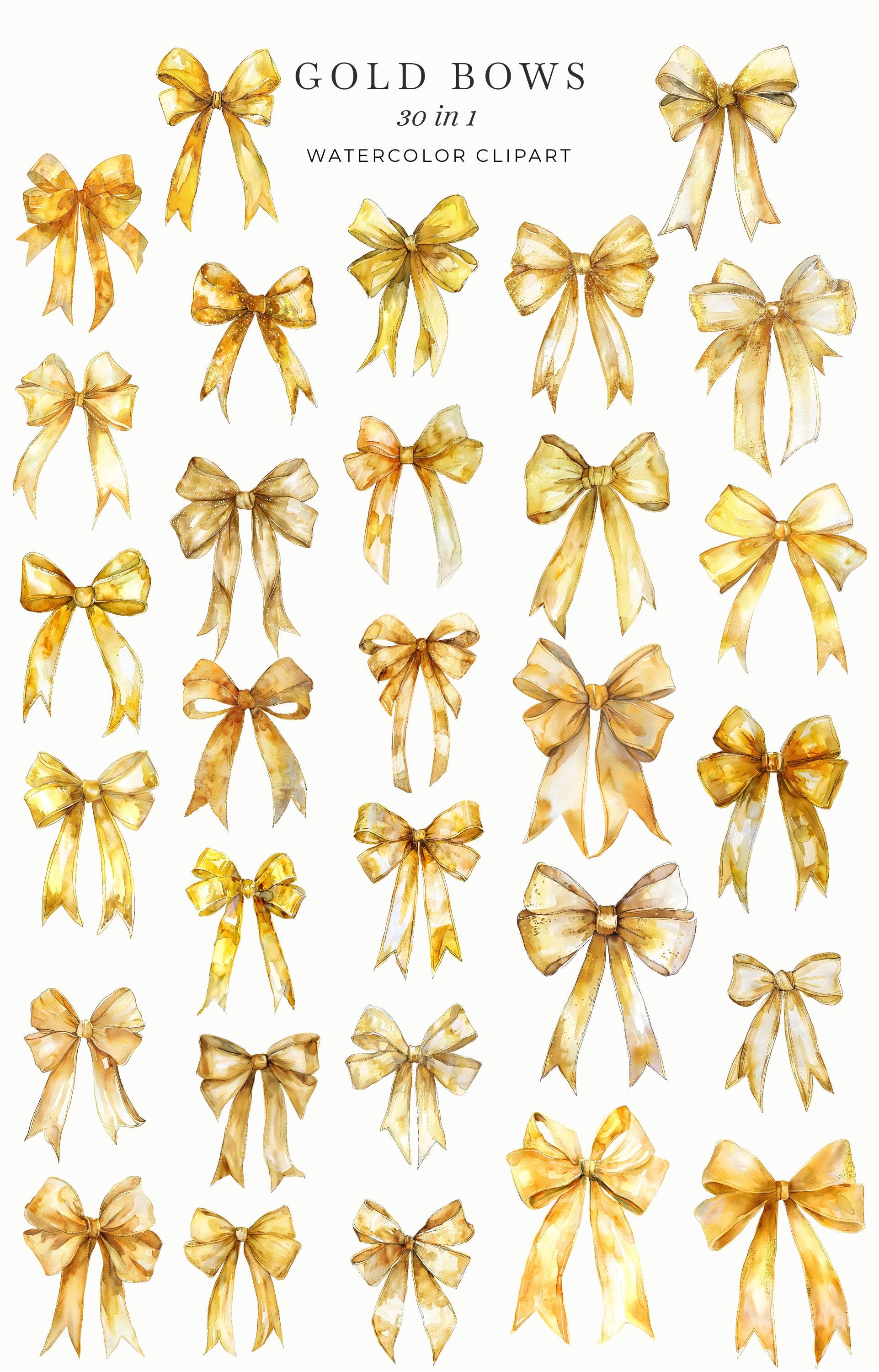 Bow Clipart Bundle | Pink & Glitter Gold Ribbon, Red, Pink PNG ...