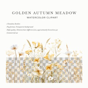 Wild Flower Clipart - Watercolor Autumn Floral Border - Boho Printable ...