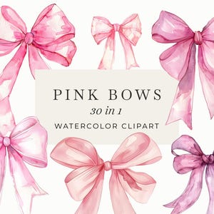 Pink Bow Clipart | Watercolor Bows & Ribbons | Pastel Girly Clipart PNG ...