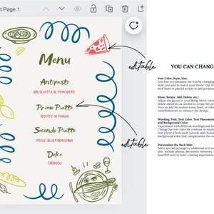 Italian Menu Template | Editable Canva Menu for Pizza & Pasta Party ...