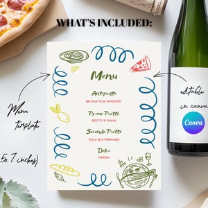 Italian Menu Template | Editable Canva Menu for Pizza & Pasta Party ...