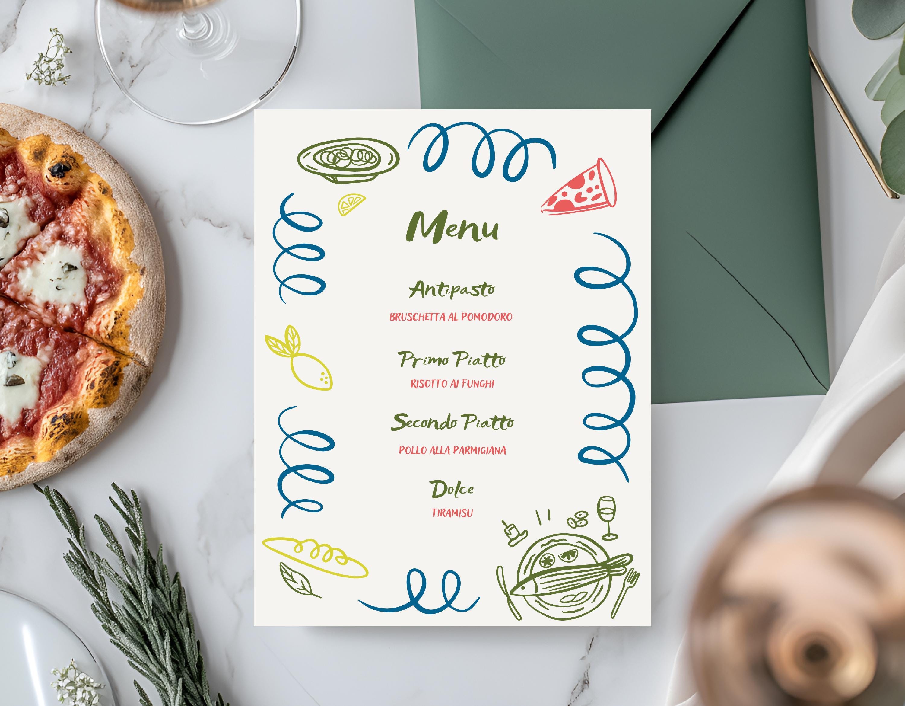 Italian Menu Template | Editable Canva Menu for Pizza & Pasta Party ...